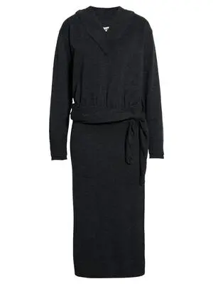 Staud Norman Tie Waist Long Sleeve Sweater Dress - Smoke