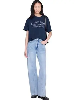 ANINE BING Cade Melrose Stencil Tee - Navy
