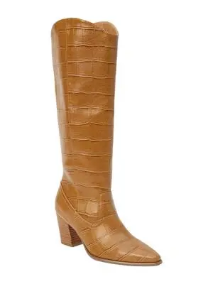 Matisse Kirby Croc Embossed Faux Leather Knee-high Boots - Tan Croc