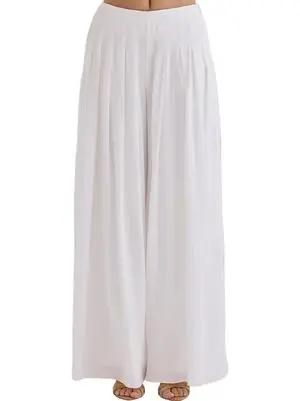 House Of Cb Alina Pleated Wide Leg Pants - White