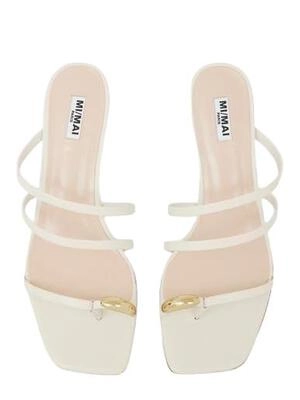 MI/MAI Lima Metal Detail Heeled Mule Sandals - White