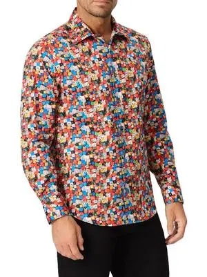 Robert Graham Snake Eyes Long Sleeve Stretch Cotton Button Up Shirt - Multi