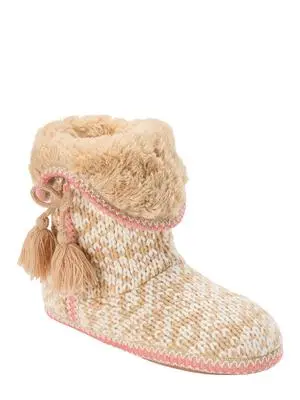DEARFOAMS Becky Knit Bootie Slippers - Latte