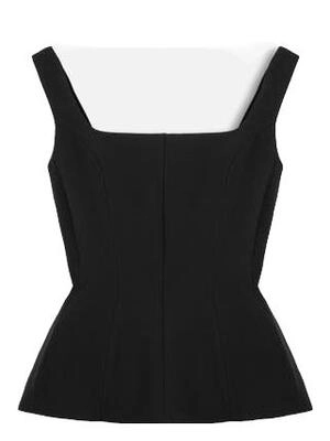NOCTURNE Boned Square Neck Peplum Bustier Top - Black