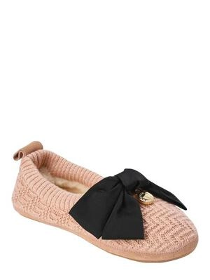 DEARFOAMS Fireside Bestie Ballet Slippers With Bow Detailing - Peach