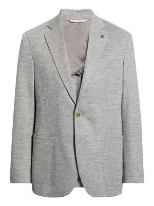 JACK VICTOR Hampton Textured Wool Blend Mélange Comfortwear Sport Coat - Light Grey