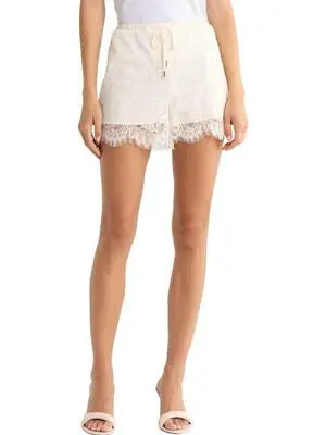 KITTENISH KITTENISH Asymmetrical Lace Skort With Drawstring Waist Egret