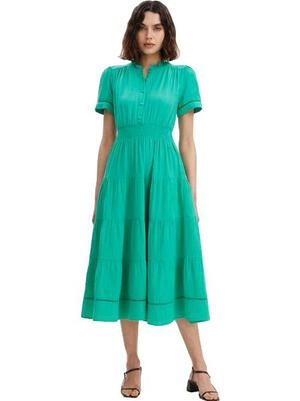 FINERY LONDON Petite Natalia Cheesecloth Midi Dress - Green