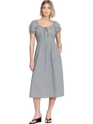 FINERY LONDON Kaitlyn Cotton Gingham Midi Dress - Black Gingham Check