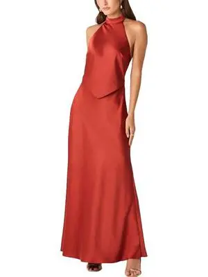 Astr The Label Viridiana Halter Neck Gown - Sienna