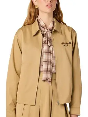 Astr The Label Alice Embroidered Cotton Blend Jacket - Khaki