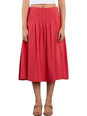 WASH LAB DENIM Pintuck Midi Skirt - Teaberry