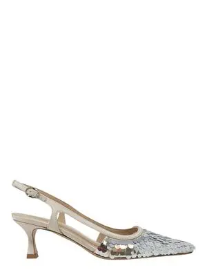 MADISON MAISON Sequence Snip Toe Slingback Heel - Silver