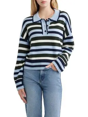 Rails Delora Striped Wool & Cashmere Blend Sweater - Sky Forest Stripe