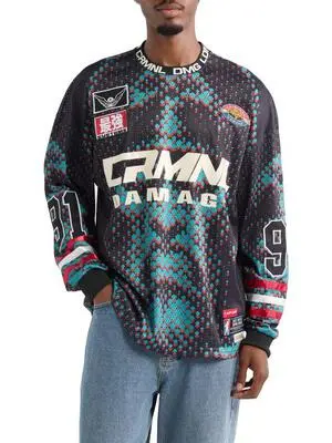 CRIMINAL DAMAGE M. Bison Mesh Football Jersey - Blue Multi