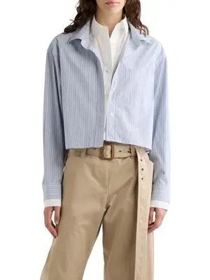 ACNE STUDIOS Soubla Striped Cropped Cotton Shirt