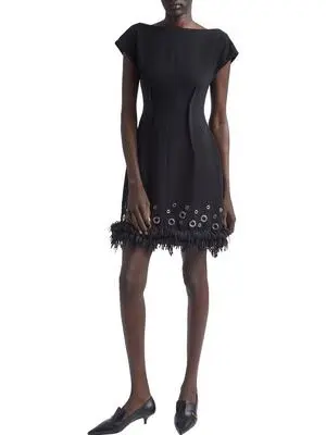Proenza Schouler Grazziela Grommet Fringe Hem Minidress - Black