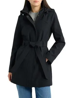 London Fog Belted Stadium Trench Coat - Black