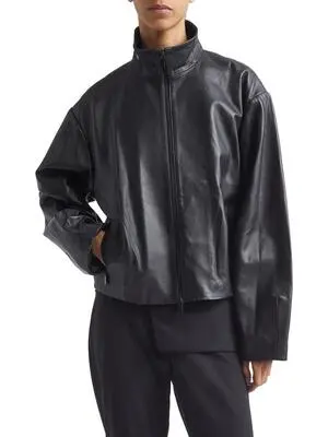 ST. AGNI Cocoon Zip Leather Jacket - Black