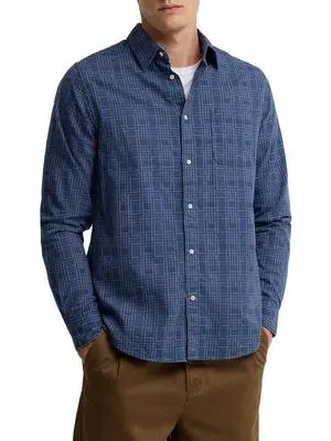 Barbour Lantern Tailored Checked Button-down Shirt - Navy