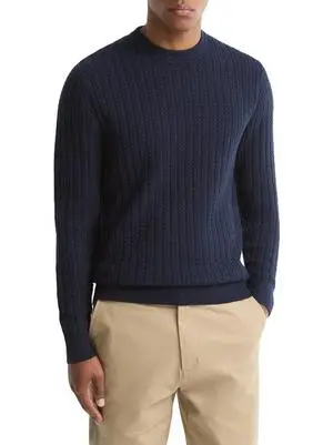 Barbour Herringbone Knit Crewneck Sweater - Navy