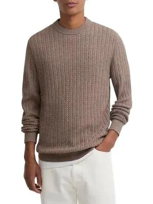 Barbour Herringbone Knit Crewneck Sweater - Stone