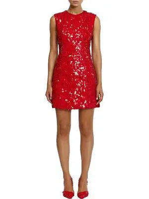 Acler Pryde Sequin Sleeveless Minidress - Spicy Red
