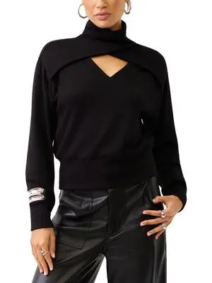 Fifteen Twenty Caly Turtleneck Sweater With Cutout Detail - Black