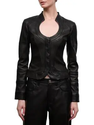 Staud Blair Leather Jacket - Black