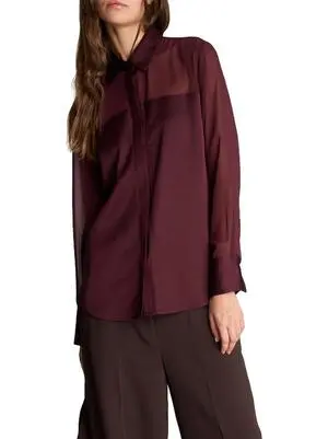 KENNETH COLE Sheer Panel Long Sleeve Shirt - Sugar Beet