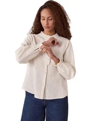 CELTIC & CO. Textured Cotton Frill Collar Shirt - Chalk