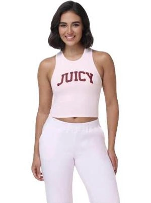 Juicy Couture High Neck Cropped Tank Top With Logo Graphic - Soft Glow