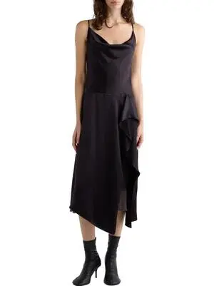 Acne Studios Dinouka Satin Midi Dress - Dark Brown