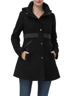 KIMI + KAI Adeline Wool Blend Maternity Coat - Black/gray