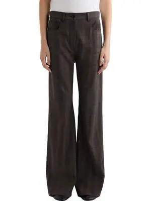 Acne Studios Wide Leg Wool Blend Pants - Brown/black