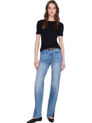 ANINE BING Sixtine Short Sleeve Ribbed Jersey T-shirt - Black