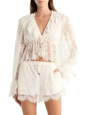 KITTENISH KITTENISH Long Sleeve Crop Lace Top