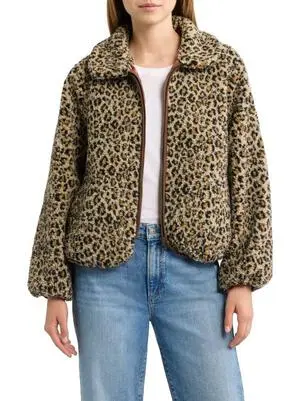 The Great. The Vail Leopard Print Fleece Jacket - Tan Leopard