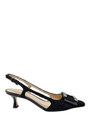 MADISON MAISON Crystal-embellished Buckle Slingback Pumps - Black