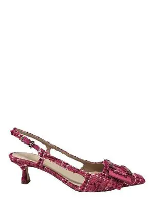 MADISON MAISON Crystal-embellished Buckle Slingback Pumps - Cherry