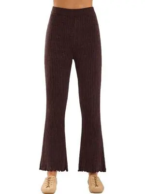 Barefoot Dreams Petal Edge Rib Ankle Pants - Umber