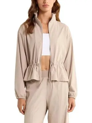 Zella Atlas Jacket With Hidden Hood - Tan Thread