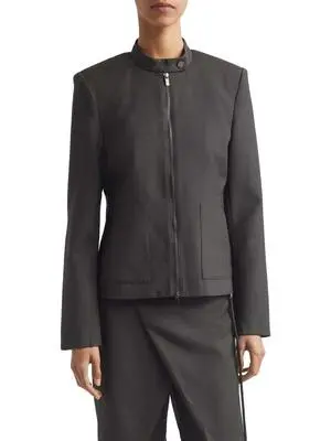 ST. AGNI Wool Blend Moto Jacket - Umber