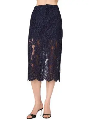 Cami Nyc CAMI NYC Osmond Lace Midi Skirt Navy