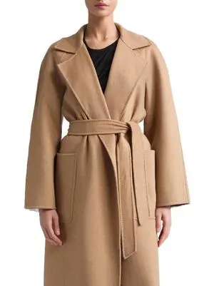 Max Mara Wool Tie Waist Coat Camel