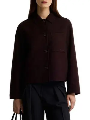 Barbour Wool Blend Overshirt With Pointed Collar - Fig