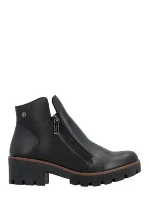 RIEKER Rieker Amalia 54 Leather Zip-Up Ankle Bootie With Lug Sole
