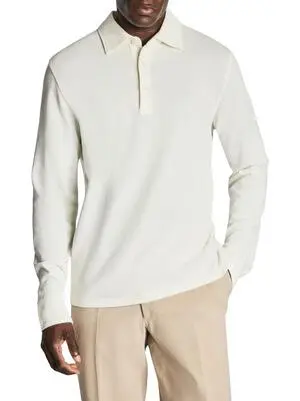 JACK VICTOR Long Sleeve Organic Cotton Polo - Ecru