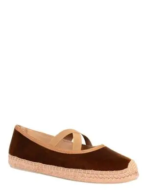 Penelope Chilvers Penelope Chilvers Chico Velvet Espadrille Flat Tan