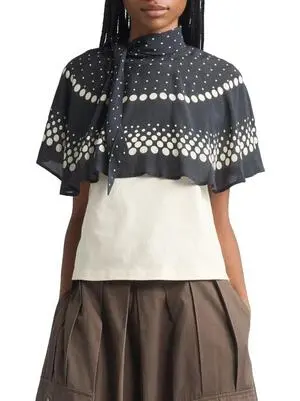 Sea Polka Print Cape T-shirt - Black Multi